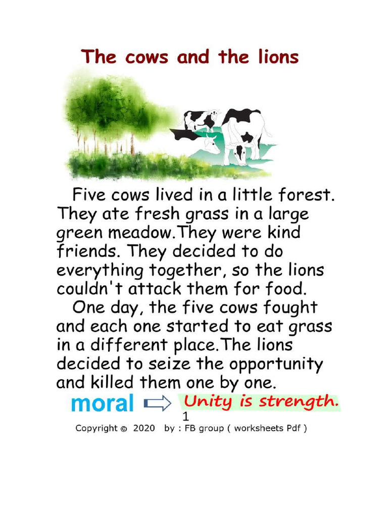 story telling lion and cows | PDF