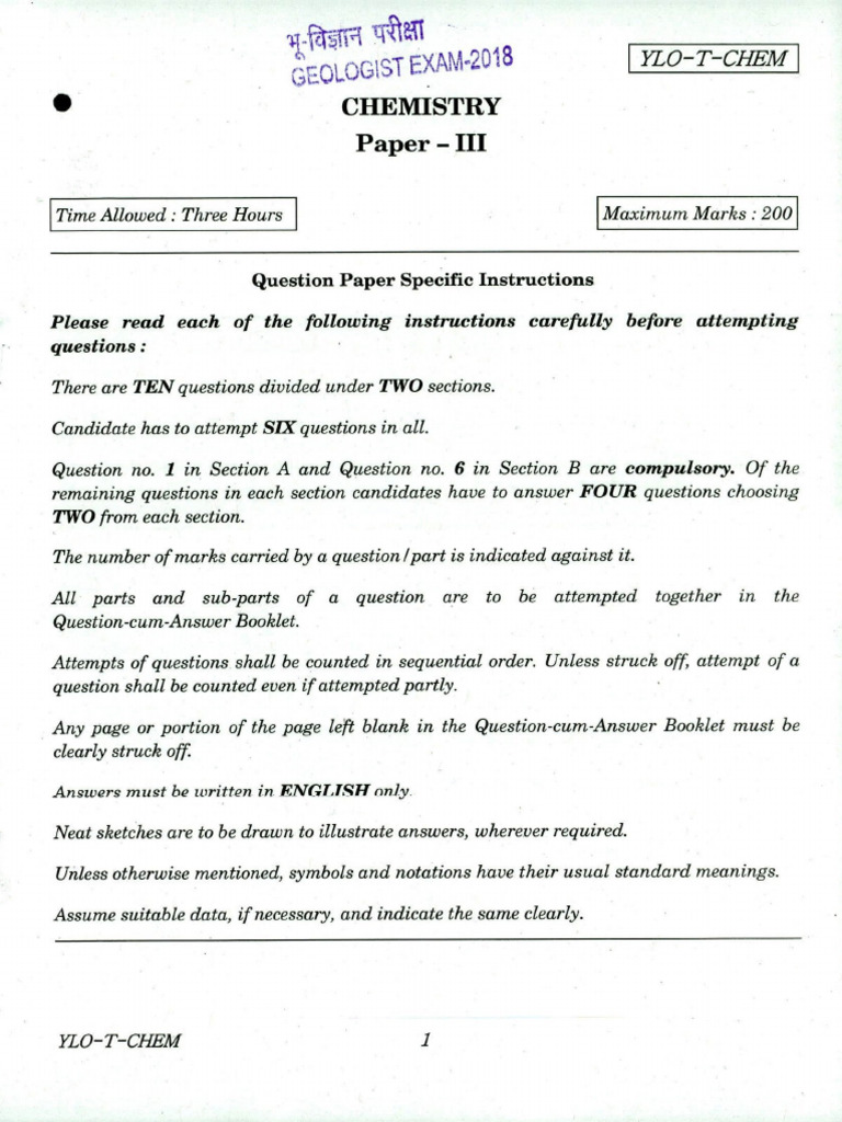 Chemistry Paper 3 | PDF