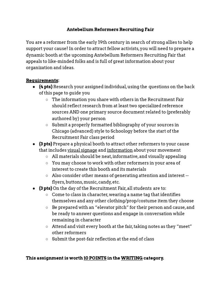 Antebellum_Reformers_Assignment | PDF