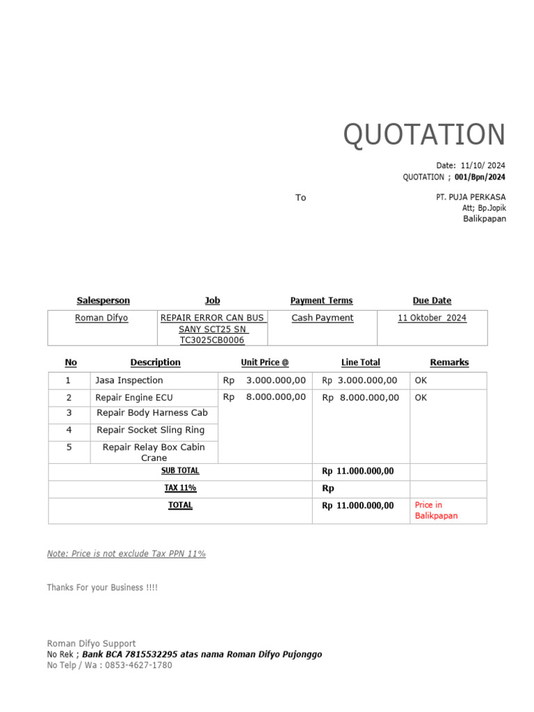 Quatation Sany SCT25 Error Can Bus | PDF