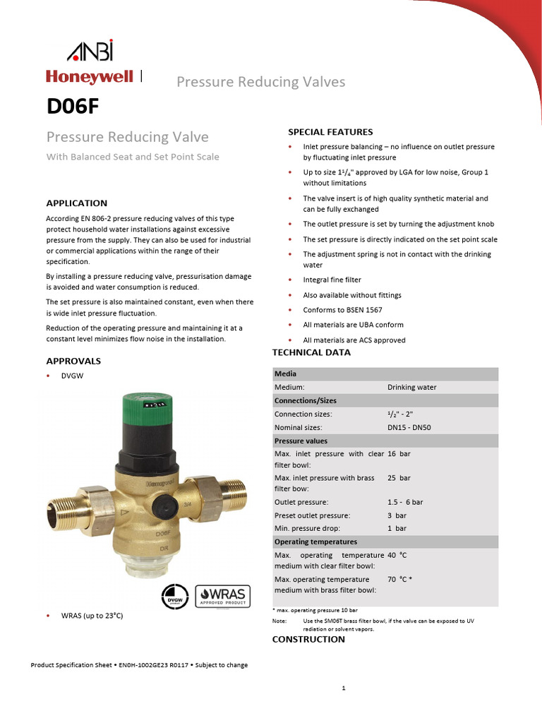 D06F Product | PDF | Valve | Pressure