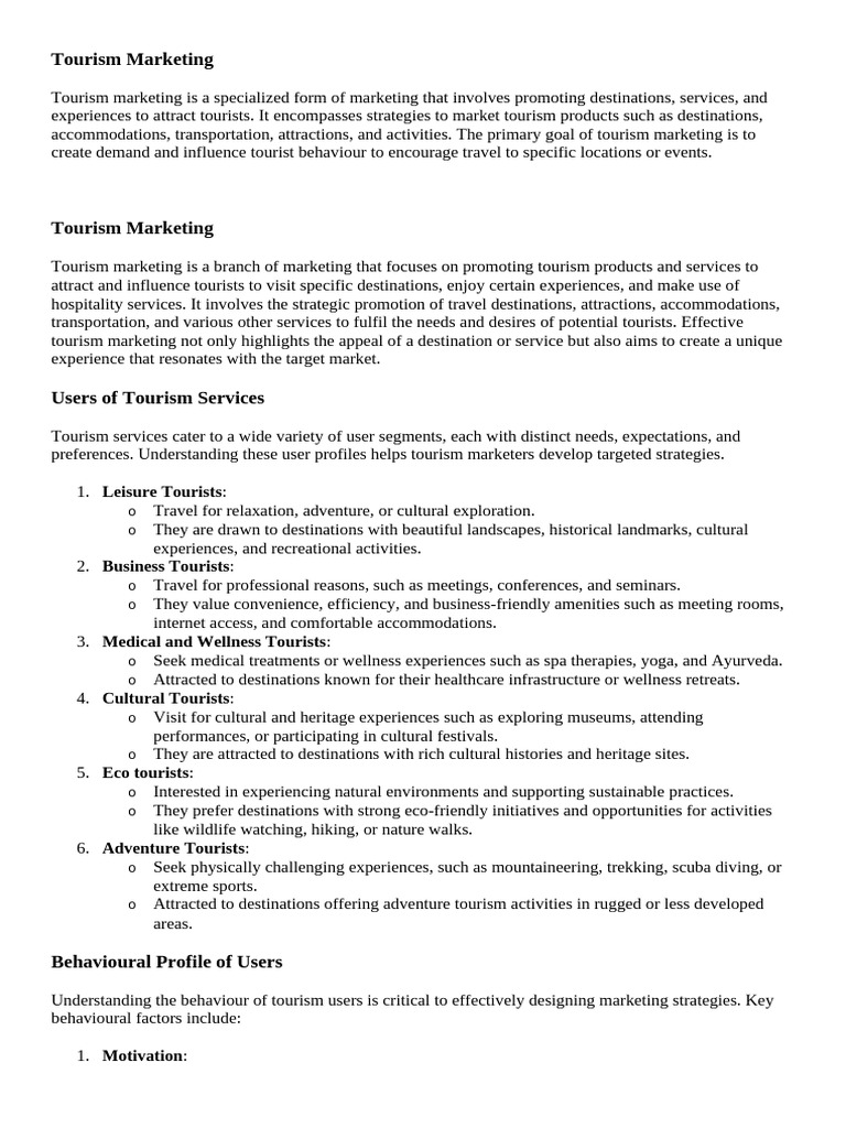 Effective Strategies in Tourism Marketing | PDF | Tourism | Marketing