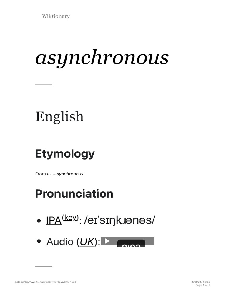 asynchronous - Wiktionary, the free dictionary | PDF | Lexicography ...
