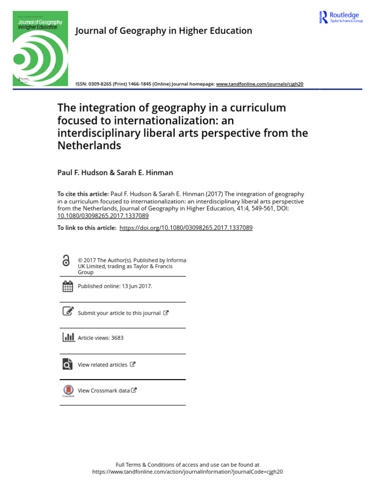 The Integration of Geography in A Curriculum Focused To Internationalization: An ...