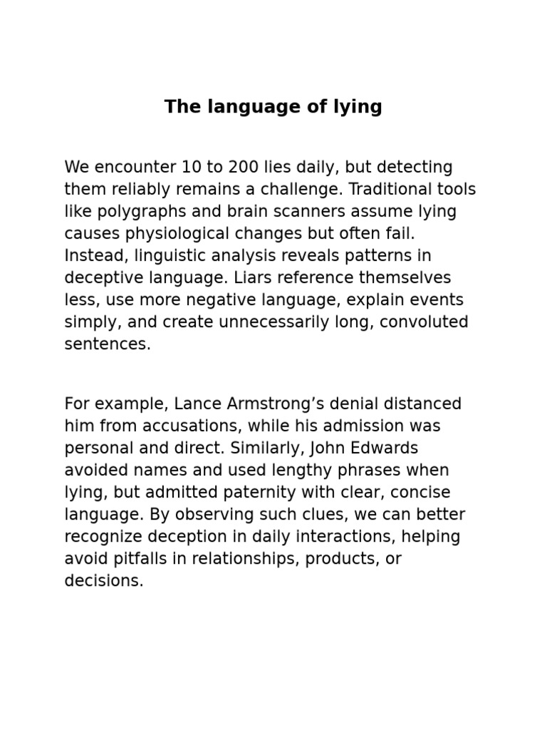 The Language of Lying — Noah Zandan | PDF