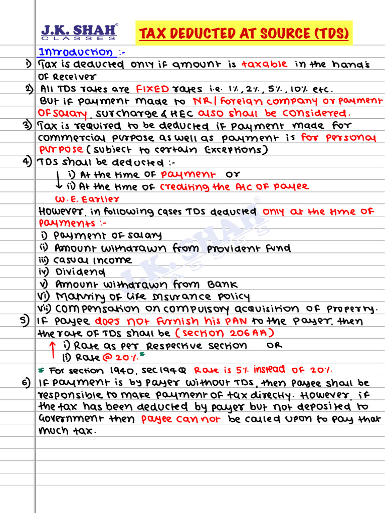 TDS and TCS (handwritten) | PDF | Payments | Economies