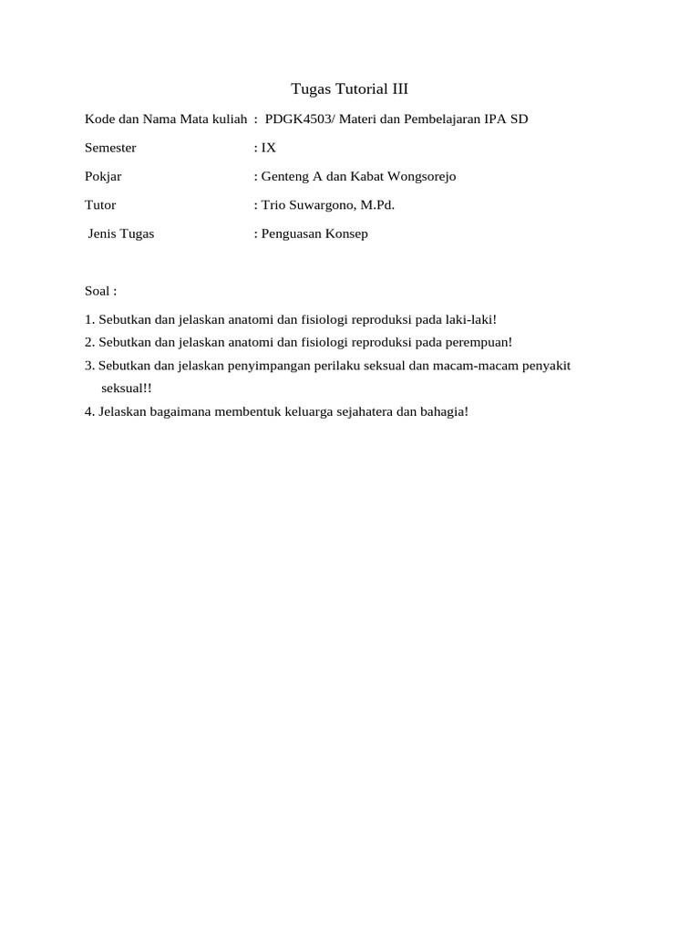 Tugas Tutorial III Materi Pembelajaran IPA SD | PDF