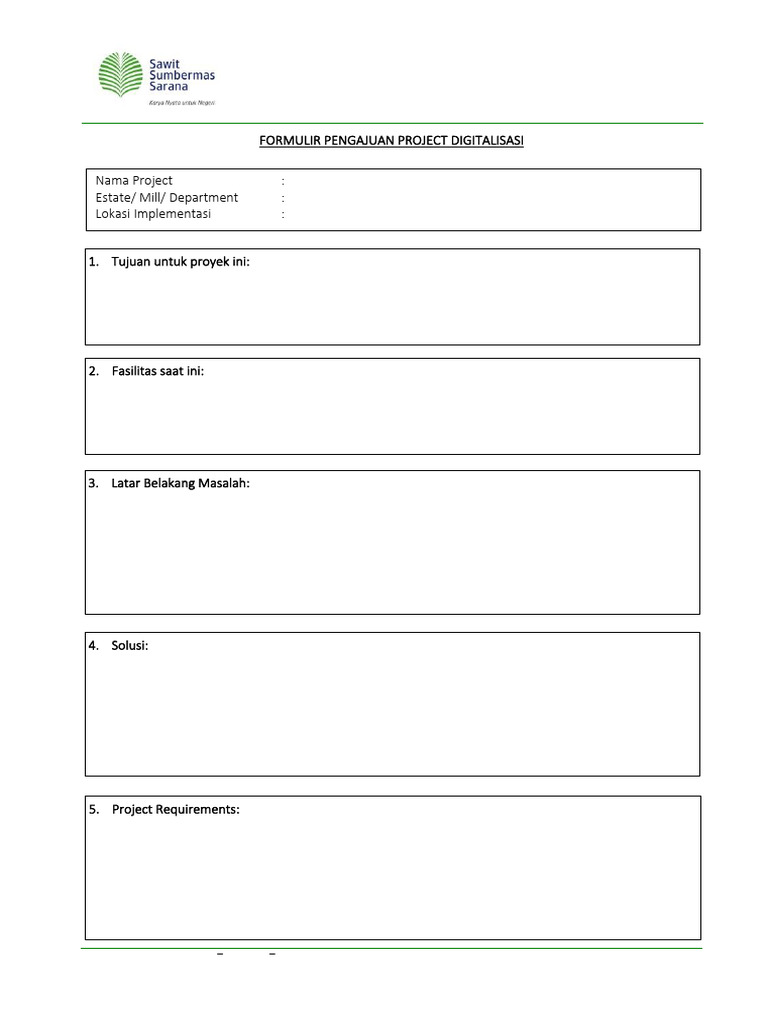 Formulir Pengajuan Project | PDF