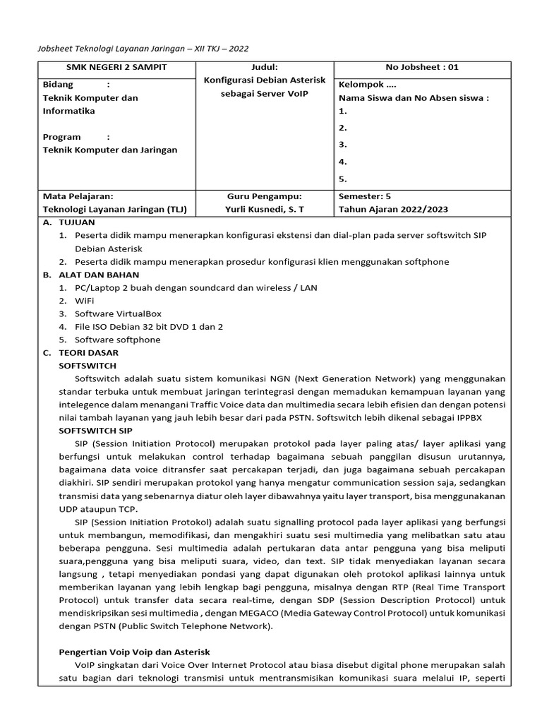 Jobsheet (01) Teknologi Layanan Jaringan | PDF