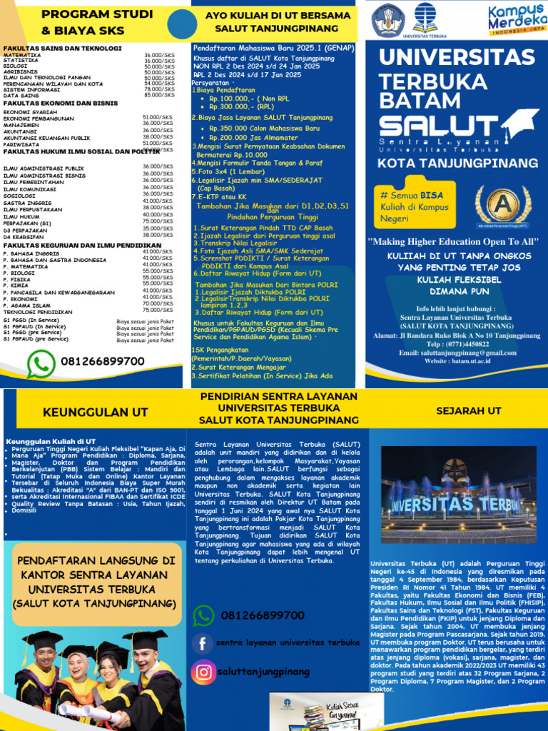 Pendaftaran Mahasiswa Baru UT 2025 | PDF