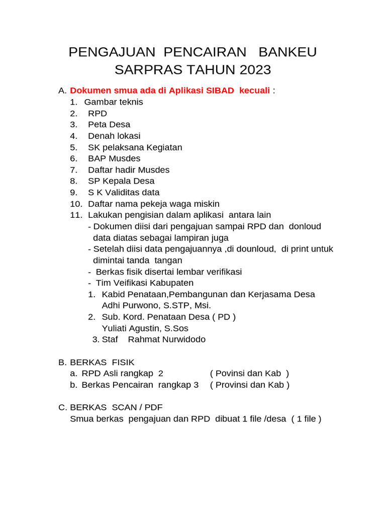 PENGAJUAN PENCAIRAN BANKEU SARPRAS TAHUN 2023 | PDF