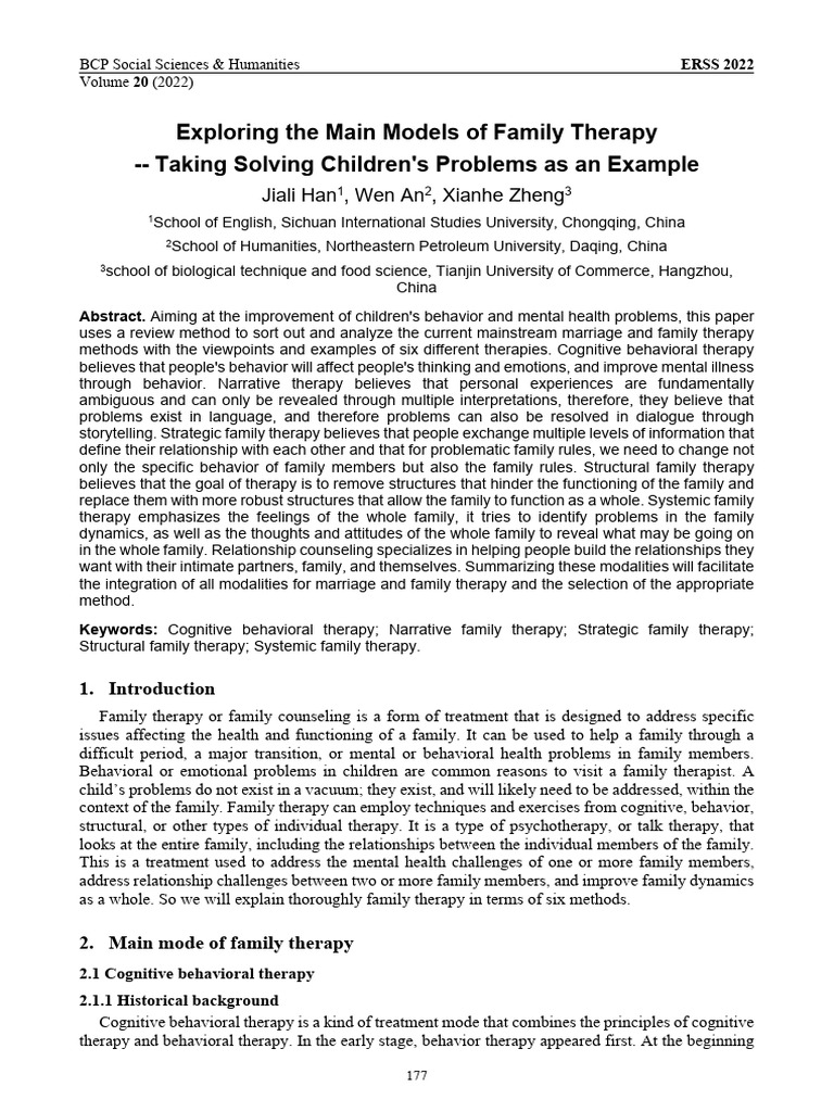 Family Therapy Models for Child Issues | PDF | Psychotherapy ...