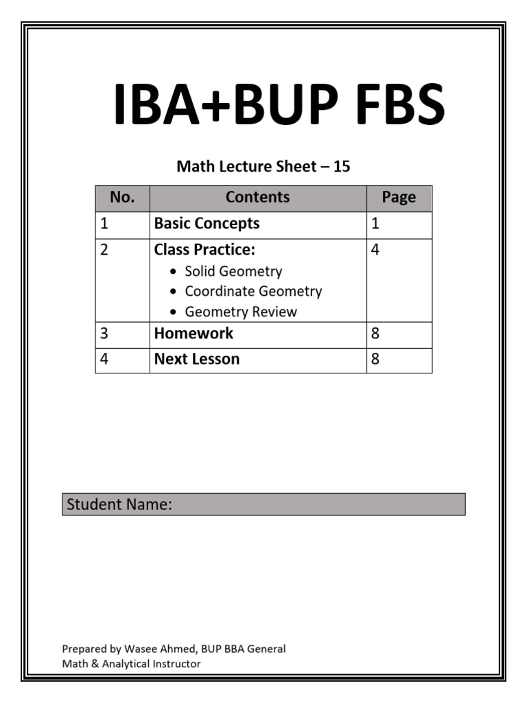 Lecture Sheet 15 | PDF | Area | Volume