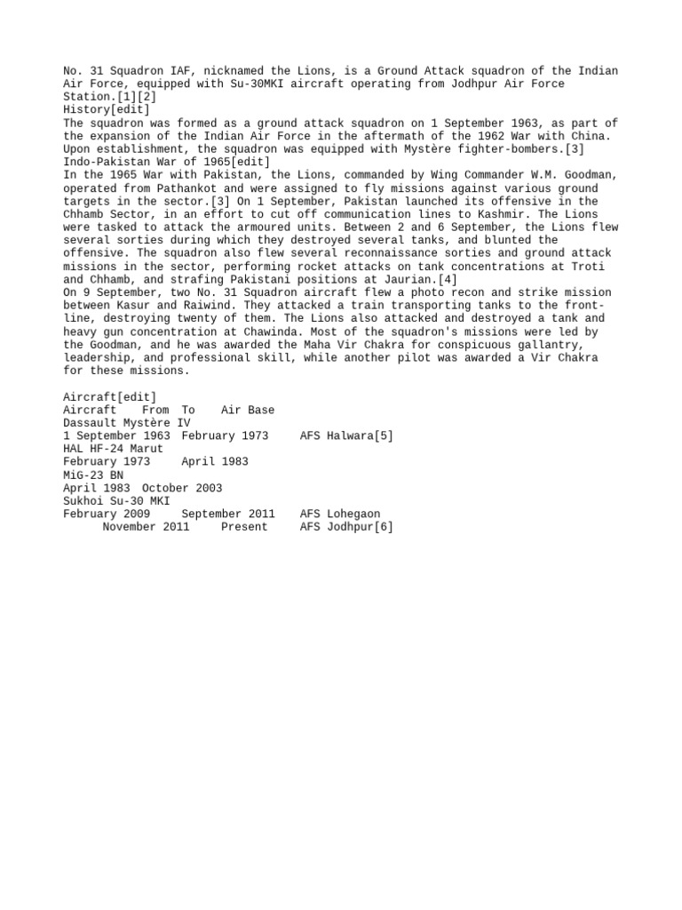 No. 31 Squadron IAF | PDF