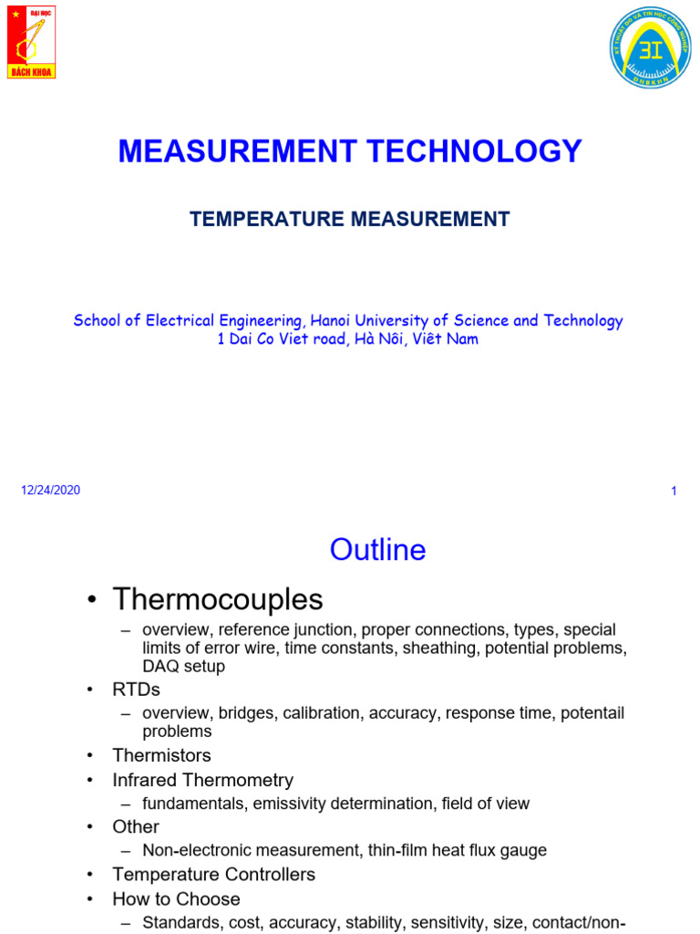 Lecture 13 Temperature Measurement | PDF | Thermocouple | Metrology