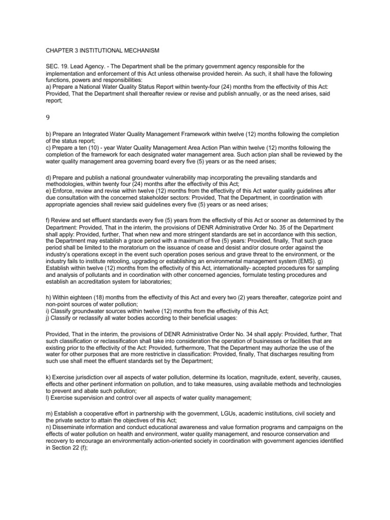 Review Notes - Chap 3 "Clean Water Act" | PDF | Water Quality | Water ...