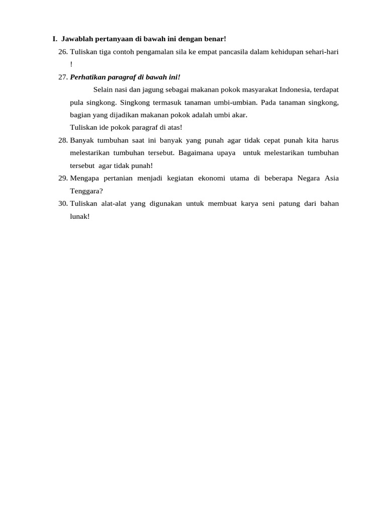 Contoh Soal Esay Tema 1 | PDF