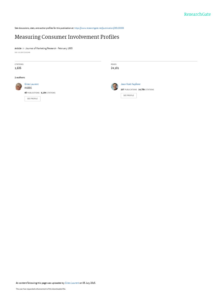 Consumer Involvement Profiles Study | PDF | Validity (Statistics) | Risk