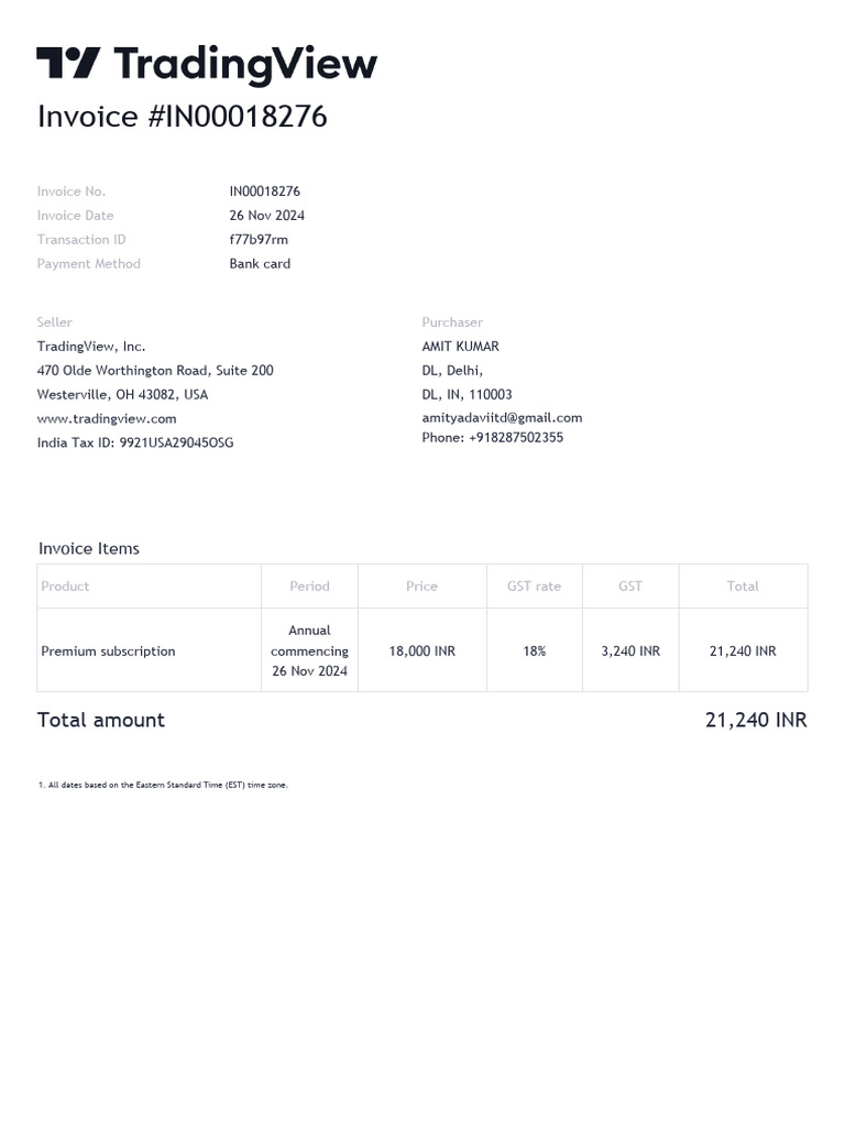 TradingView Invoice | PDF