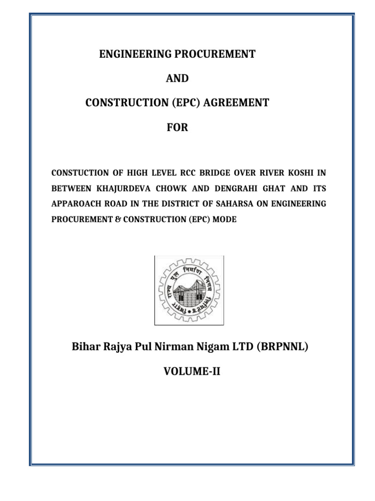 EPC Doc For 45x60m Kosi Bridge | PDF | Private Law | Business Law