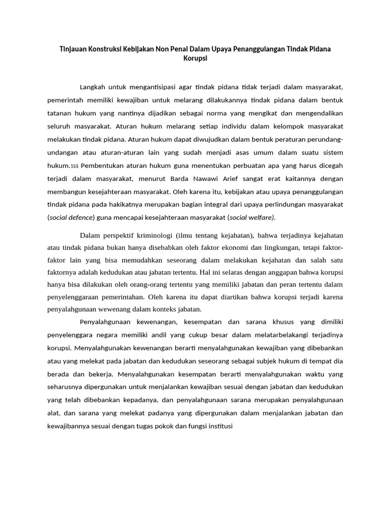 Kebijakan Non Penal Cegah Korupsi | PDF