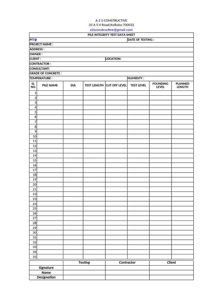 Pit Data Sheet | PDF