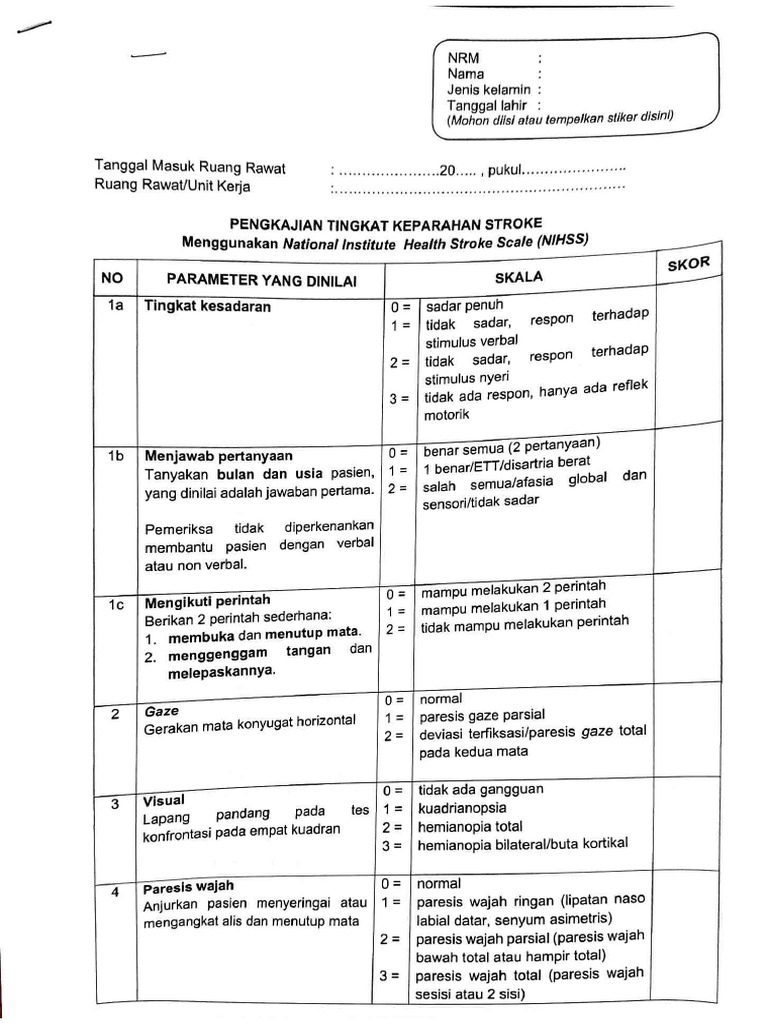Cek List Code Stroke | PDF