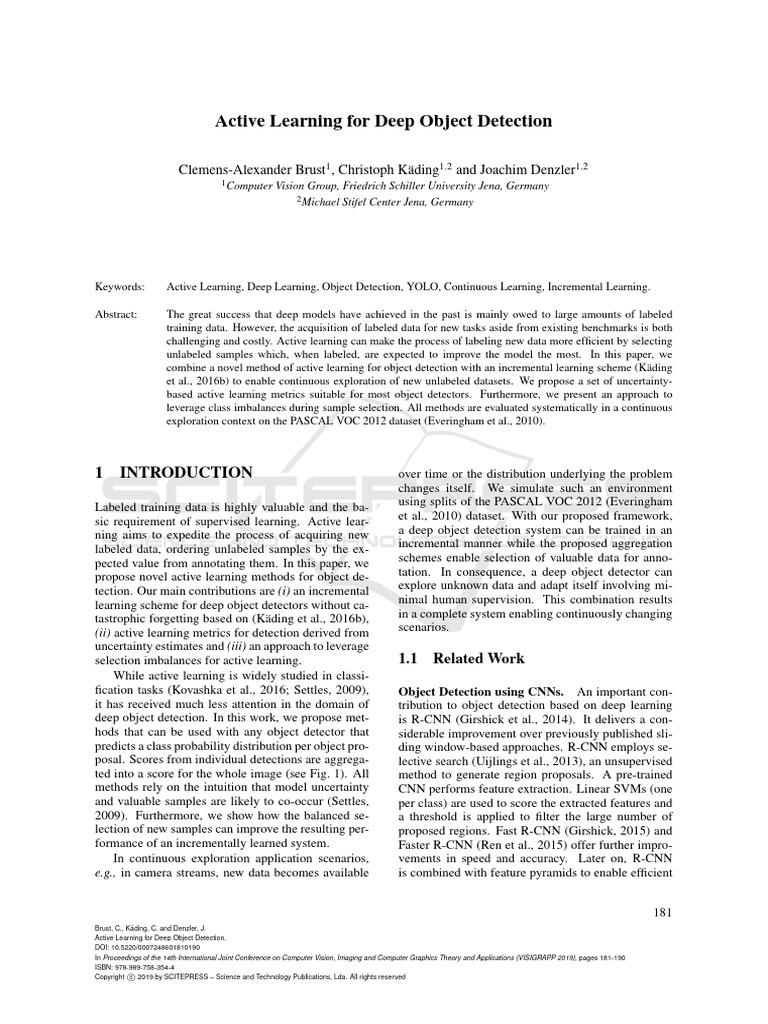 Active Learning For Deep Object Detection 2 Pdf Sampling Statistics Support Vector Machine