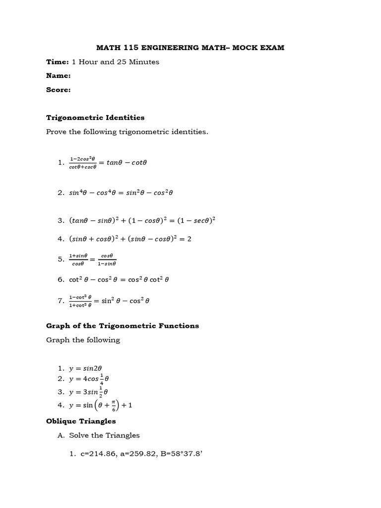 Math 115 Engineering Math | PDF | Area | Rectangle