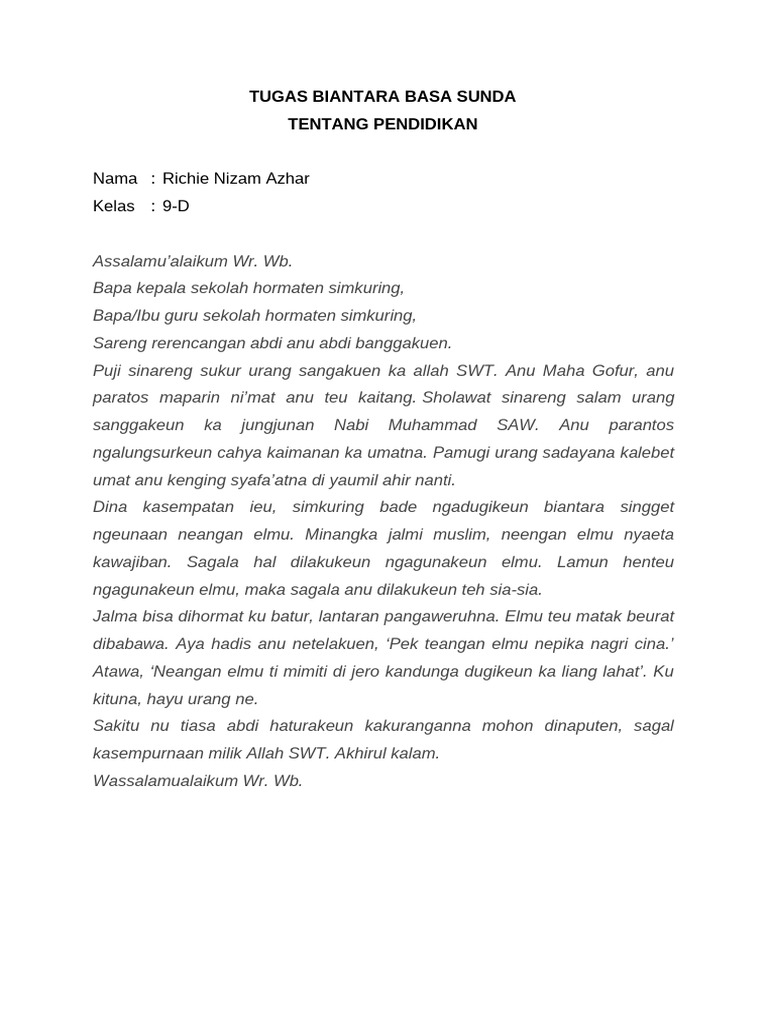 Tugas Biantara Basa Sunda | PDF