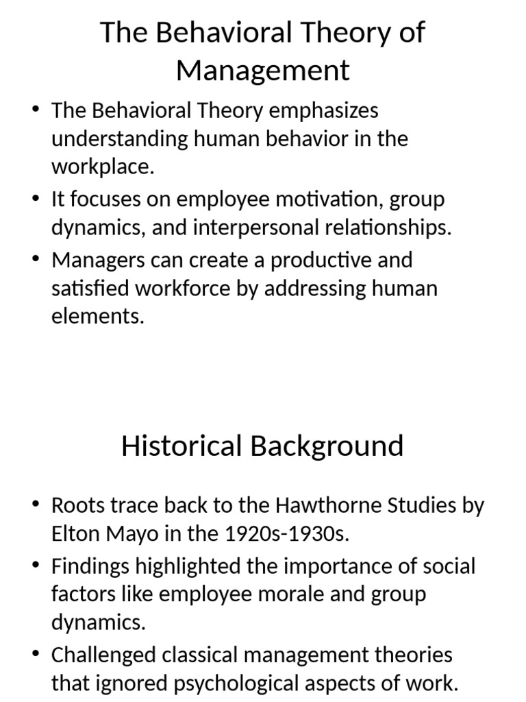 Behavioral Theory of Management | PDF