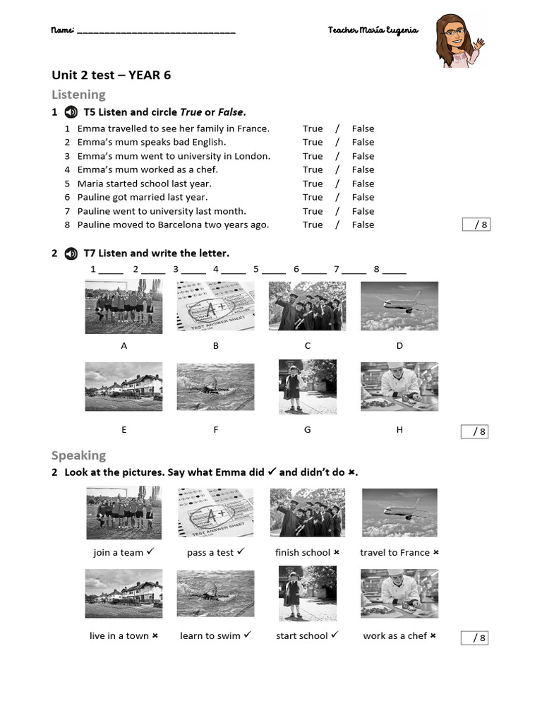 UNIT 2 TEST 6º | PDF