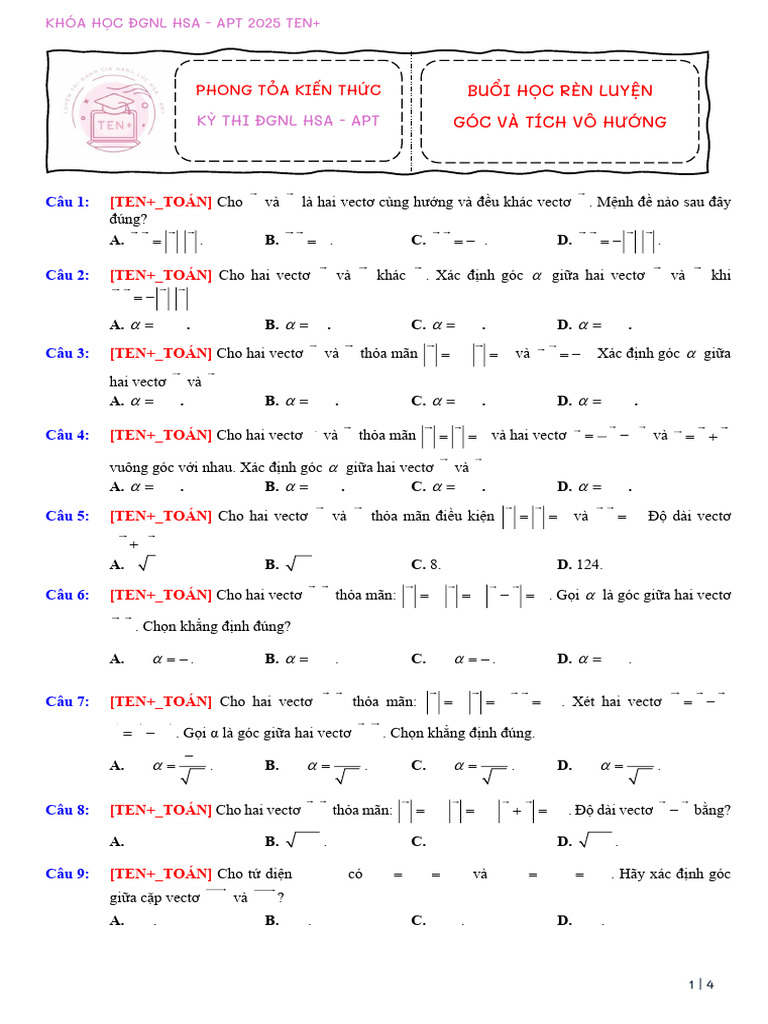 Btrl Buoi 02 Tich Vo Huong Cua Hai Vector | PDF