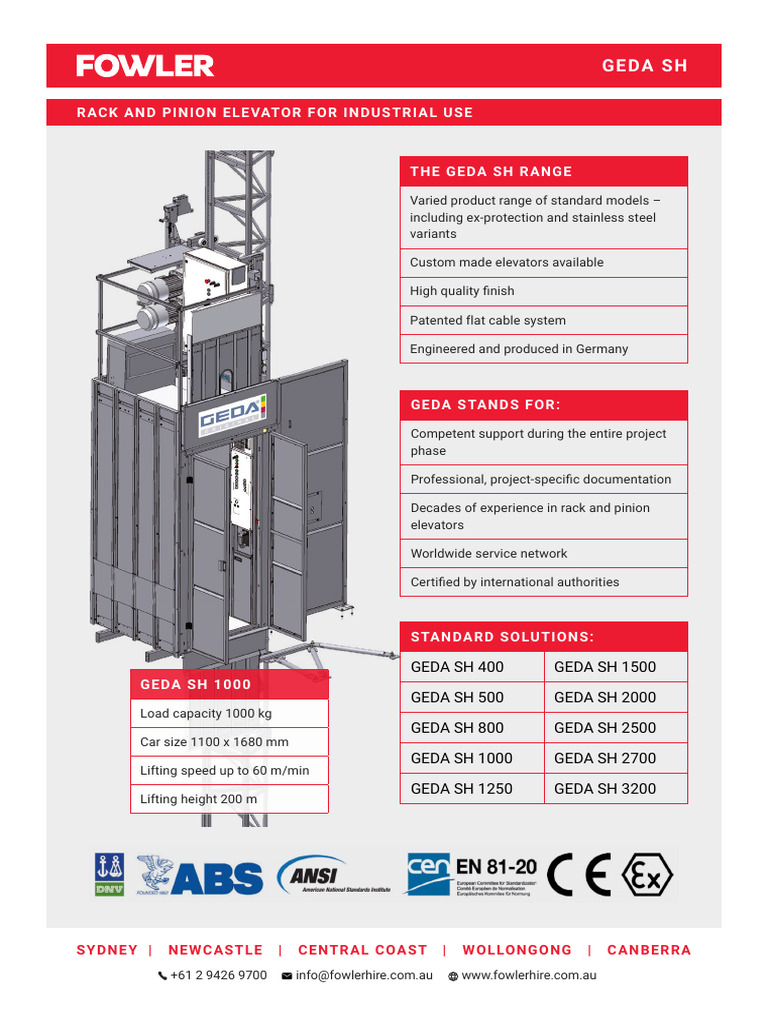 Fowler Rack Pinion Lift | PDF | Elevator | Vehicles