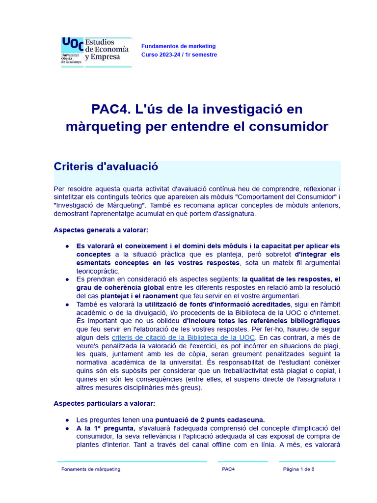 20231_FonamentsDeMarqueting_PAC4_enunciat | PDF