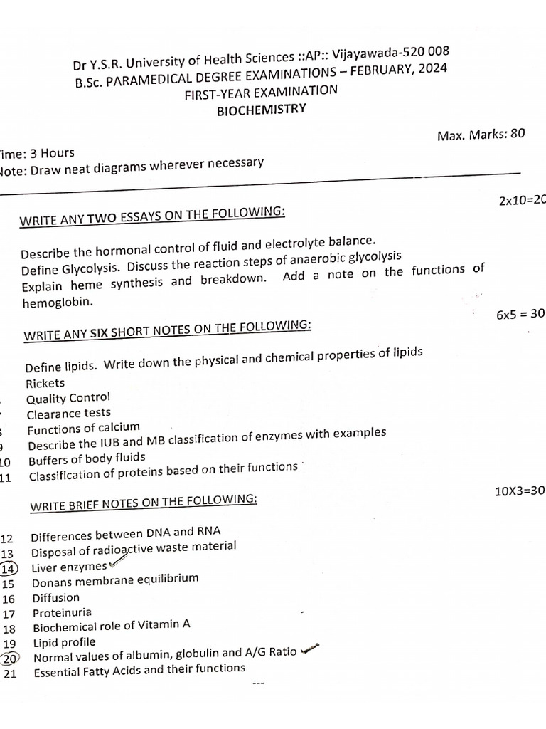 Biochemistry Question Papers | PDF Biochemistry Question Papers | PDF