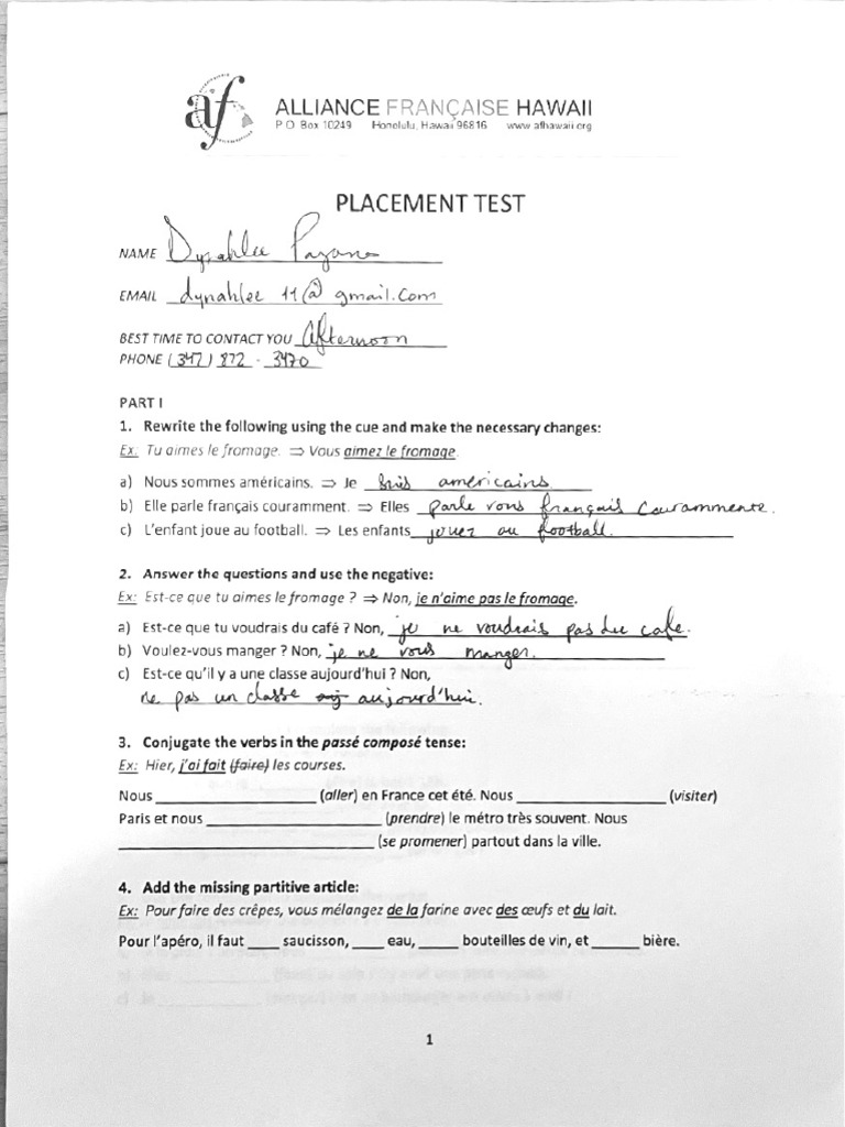 Placement Test | PDF