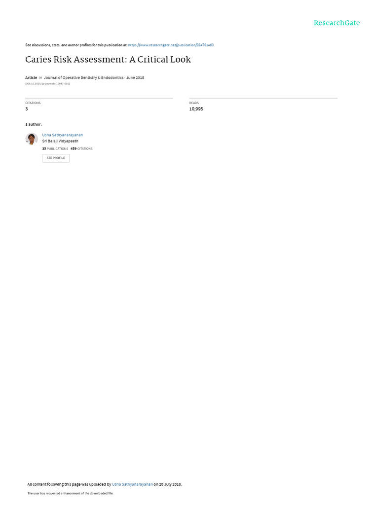 Caries_Risk_Assessment_A_Critical_Look | PDF | Medical Specialties ...