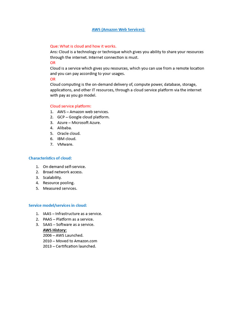AWS Cloud Computing Overview and Services | PDF | Cloud Computing | Software As A Service