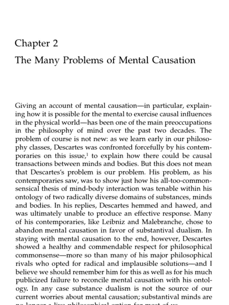 2.2 - Kim, Jaegwon - The Many Problems of Mental Causation | PDF | Causality | Philosophy Of Mind