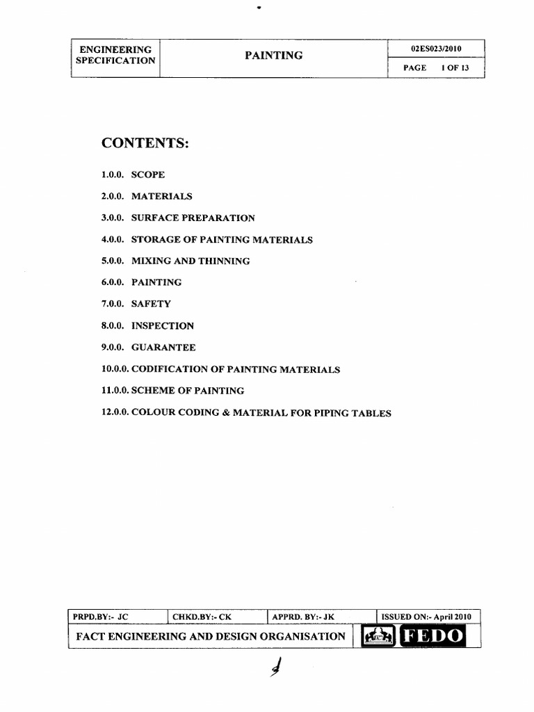FEDO Painting Specification | PDF | Paint | Steel