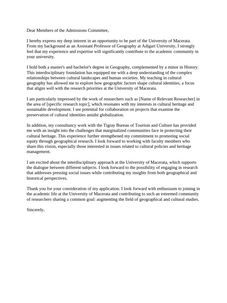 Dear Members of The Admissions Committee | PDF