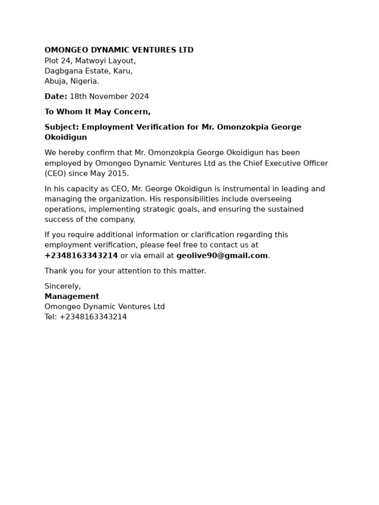 Omongeo Dynamic Ventures LTD | PDF