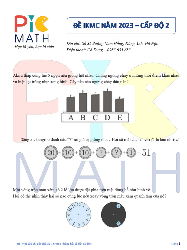 Đề ikmc 2023 cấp độ 2 đề tặng | PDF