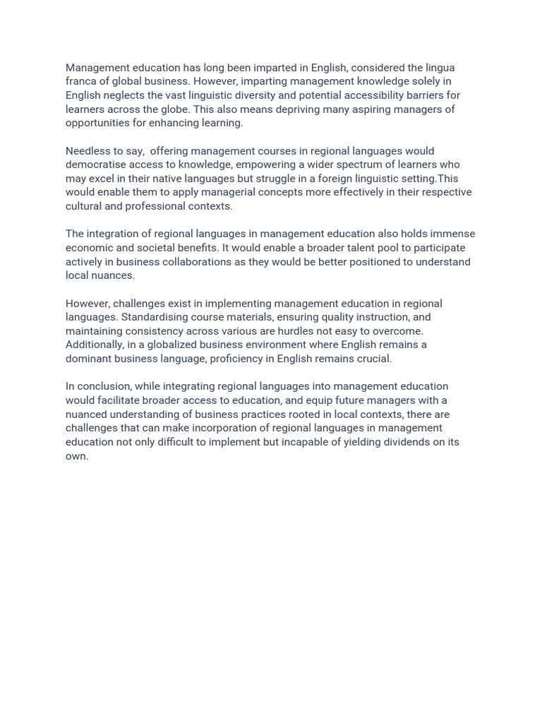 Management education in regional languages | PDF
