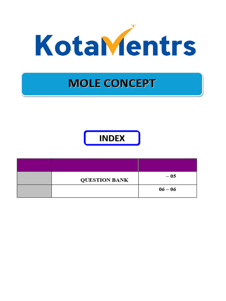 Mole Concept Question Bank | PDF | Mole (Unit) | Chemical Substances