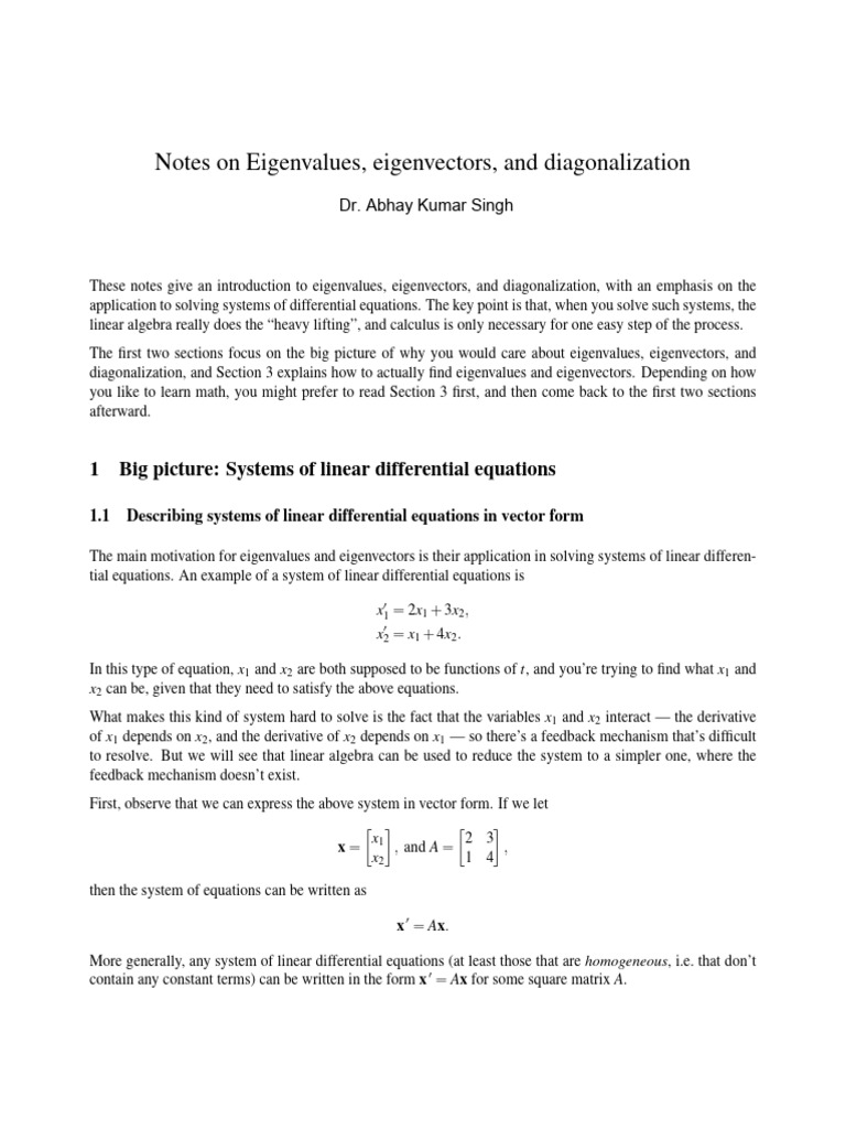 Eigen values, eigen vectors and diagonal form of matrices | PDF ... Eigen values, eigen vectors and diagonal form of matrices | PDF ...