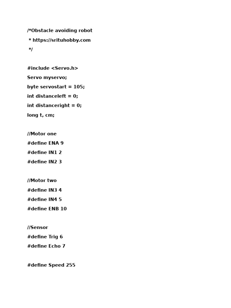 Obstacle Avoiding Robot Code Alone | PDF | Computer Engineering | Computer Programming
