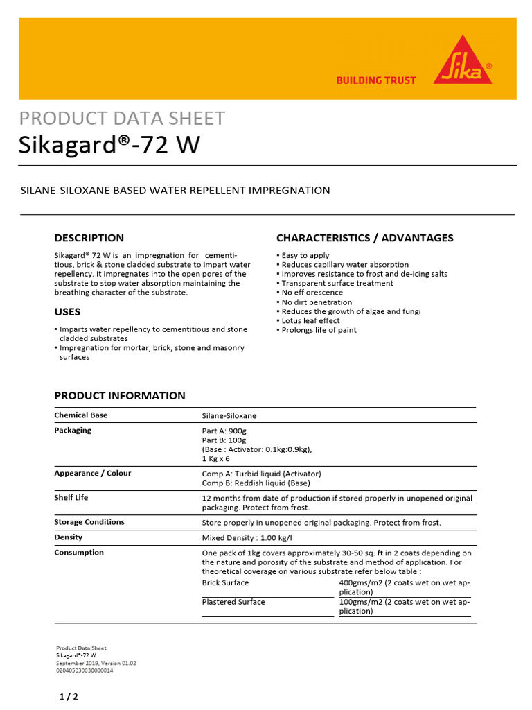 Best Waterproofing Chemicals - Water Repellent Coatings-Sikagard 72W ...