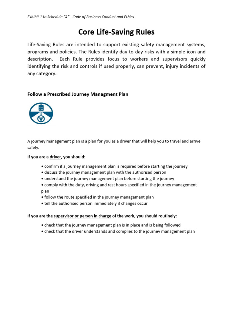 Ocg-Life Saving Rules - Exhibit 1 To Code of Conduct | PDF | Seat Belt ...